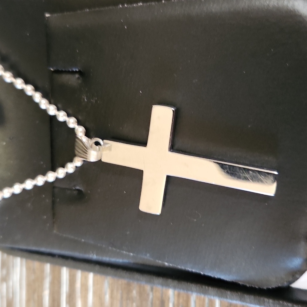 Stainless Steel Cross Necklace - Gem